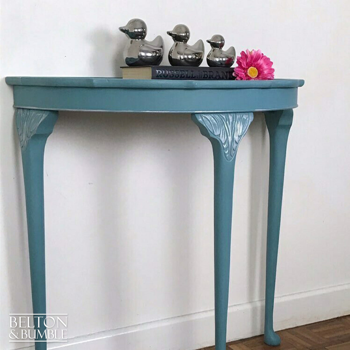 Light Teal Demi-Lune Half Moon Table – Belton & Bumble