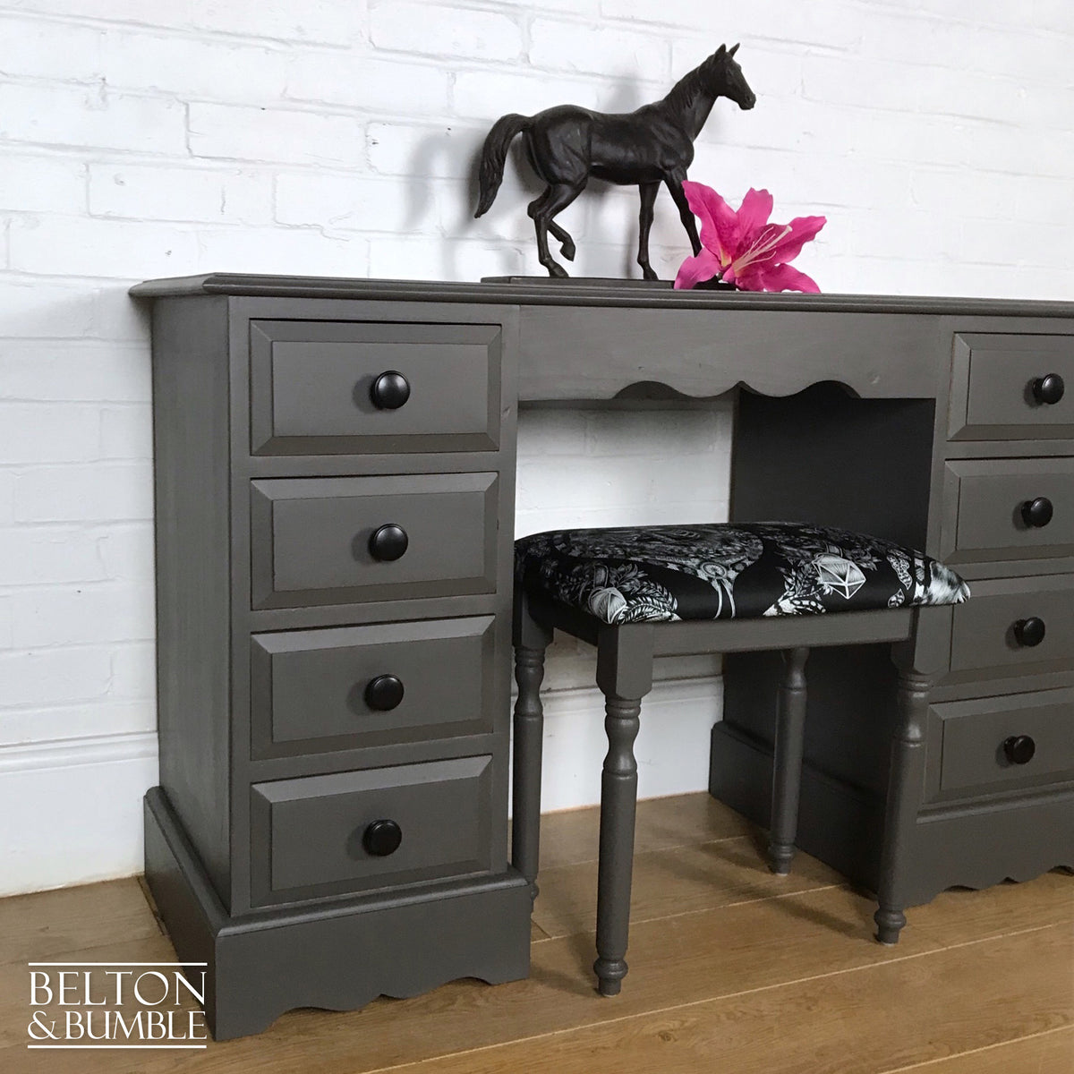 Dark Grey Dressing Table and Stool – Belton & Bumble